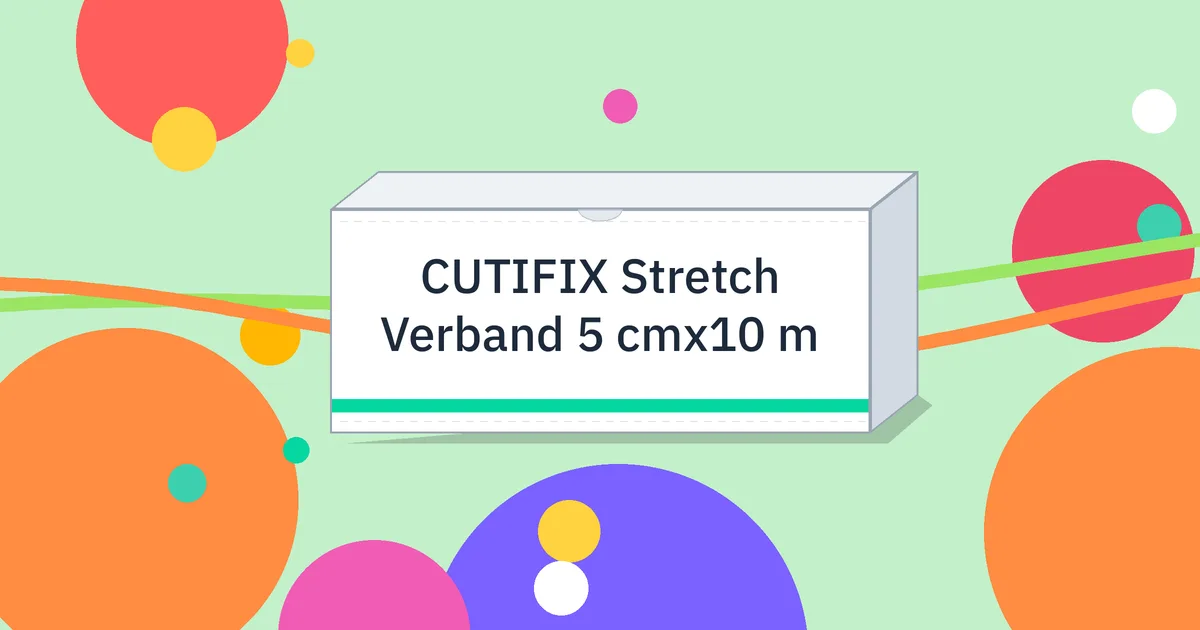 Symbolbild: Packung mit der Aufschrift CUTIFIX Stretch Verband 5 cmx10 m (PZN 08402732) – Verfügbarkeit und Bezug in Apotheken in Frankfurt am Main