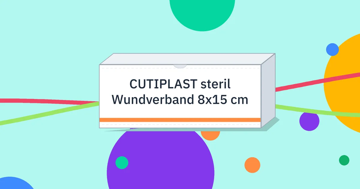Symbolbild: Packung mit der Aufschrift CUTIPLAST steril Wundverband 8x15 cm (PZN 05102478) – Verfügbarkeit und Bezug in Apotheken in Frankfurt am Main