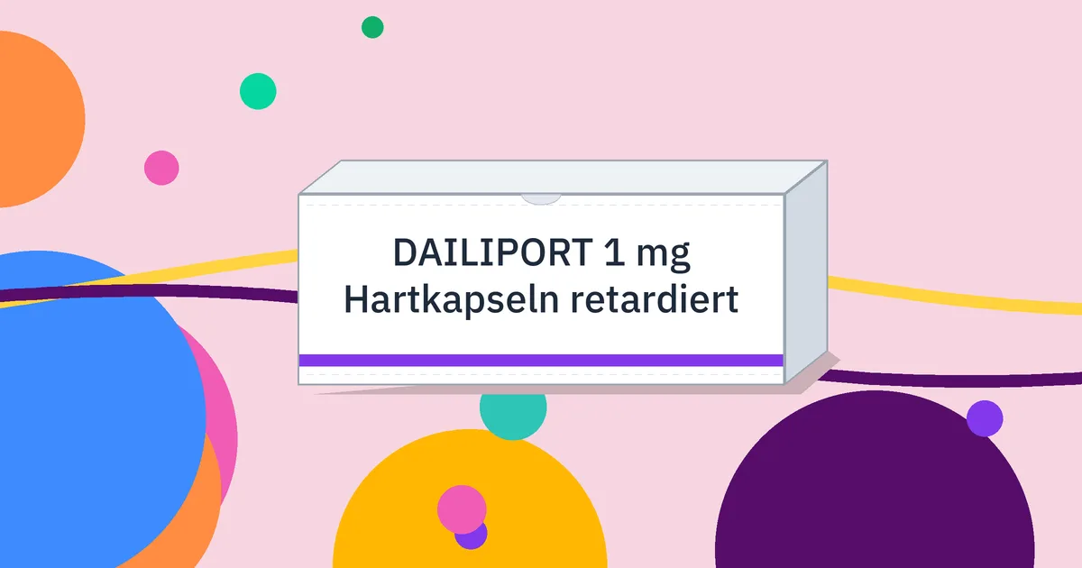 Symbolbild: Packung mit der Aufschrift DAILIPORT 1 mg Hartkapseln retardiert (PZN 18061172) – Verfügbarkeit und Bezug in Apotheken in Frankfurt am Main