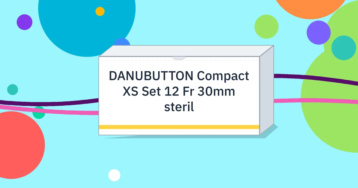 Symbolbild: Packung mit der Aufschrift DANUBUTTON Compact XS Set 12 Fr 30mm steril (PZN 19852533) – Verfügbarkeit und Bezug in Apotheken in Frankfurt am Main