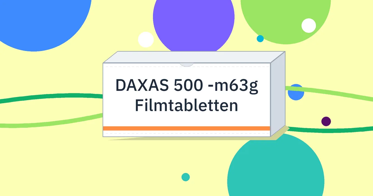 Symbolbild: Packung mit der Aufschrift DAXAS 500 -m63g Filmtabletten (PZN 14439538) – Verfügbarkeit und Bezug in Apotheken in Frankfurt am Main