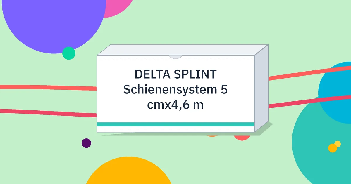 Symbolbild: Packung mit der Aufschrift DELTA SPLINT Schienensystem 5 cmx4,6 m (PZN 03404985) – Verfügbarkeit und Bezug in Apotheken in Frankfurt am Main
