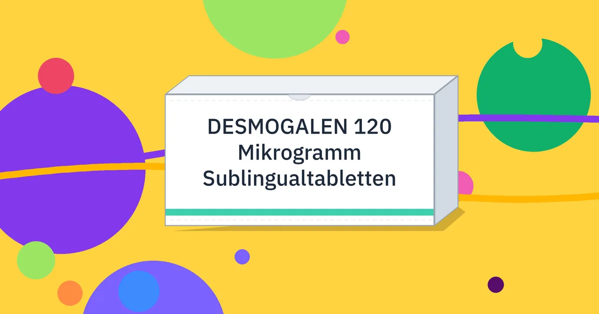 Symbolbild: Packung mit der Aufschrift DESMOGALEN 120 Mikrogramm Sublingualtabletten (PZN 19150280) – Verfügbarkeit und Bezug in Apotheken in Frankfurt am Main