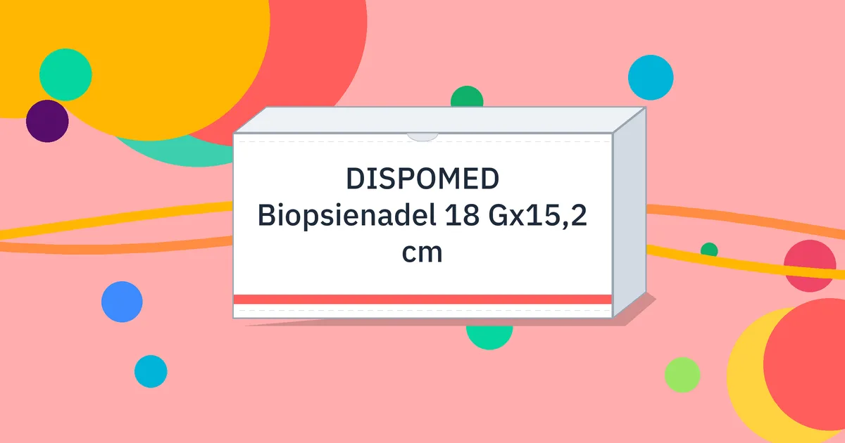 Symbolbild: Packung mit der Aufschrift DISPOMED Biopsienadel 18 Gx15,2 cm (PZN 08495202) – Verfügbarkeit und Bezug in Apotheken in Frankfurt am Main