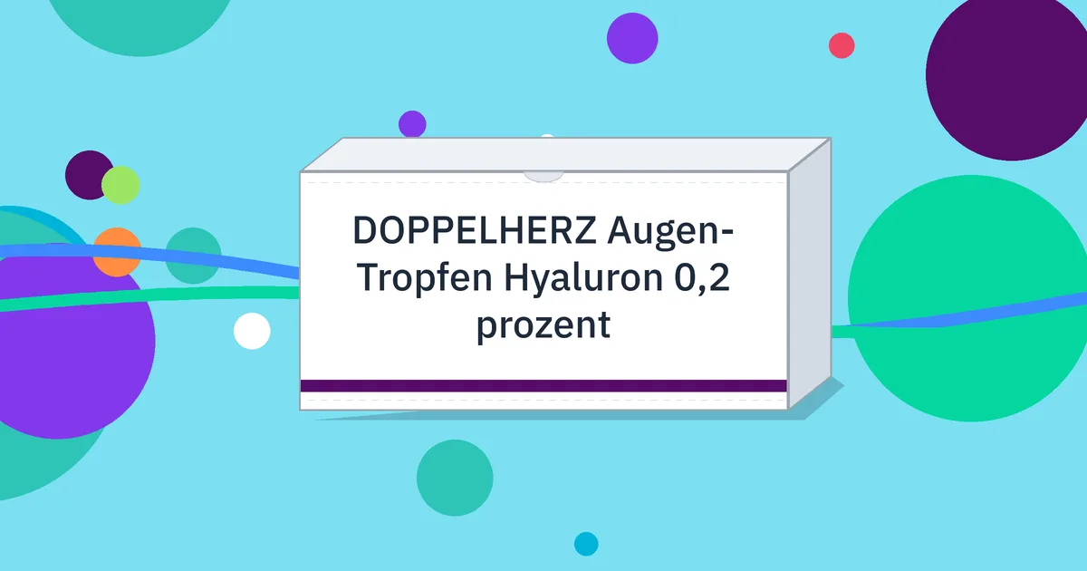 Symbolbild: Packung mit der Aufschrift DOPPELHERZ Augen-Tropfen Hyaluron 0,2 prozent (PZN 11590648) – Verfügbarkeit und Bezug in Apotheken in Frankfurt am Main