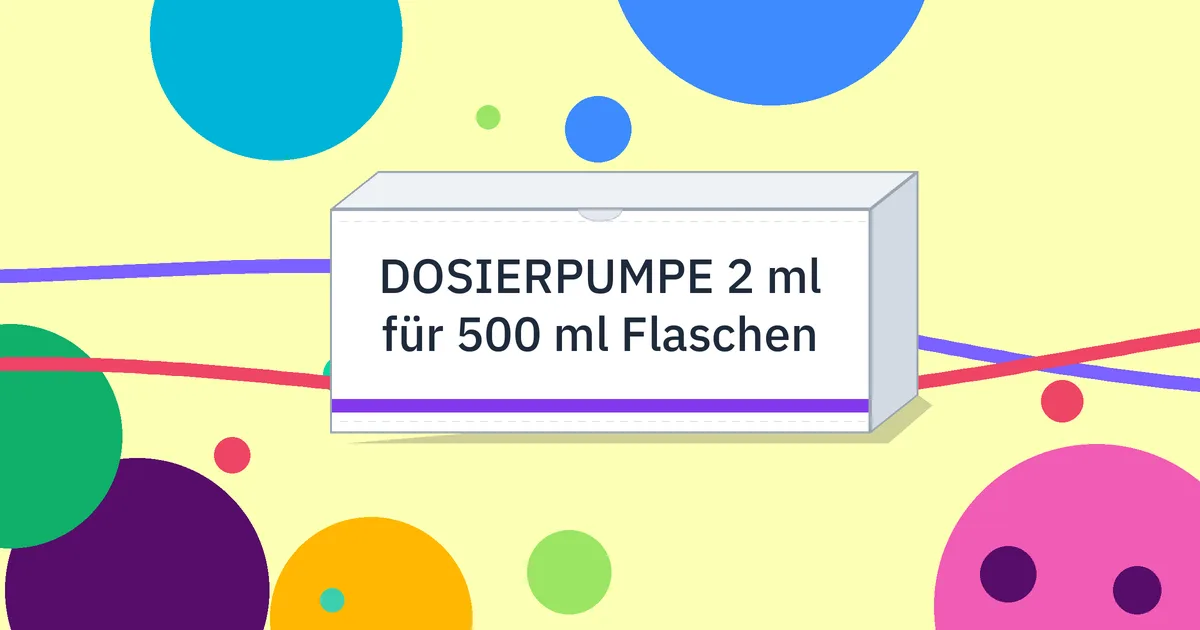 Symbolbild: Packung mit der Aufschrift DOSIERPUMPE 2 ml für 500 ml Flaschen (PZN 05486622) – Verfügbarkeit und Bezug in Apotheken in Frankfurt am Main