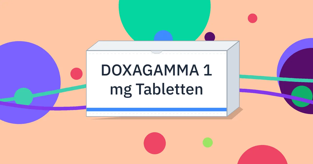 Symbolbild: Packung mit der Aufschrift DOXAGAMMA 1 mg Tabletten (PZN 00947283) – Verfügbarkeit und Bezug in Apotheken in Frankfurt am Main