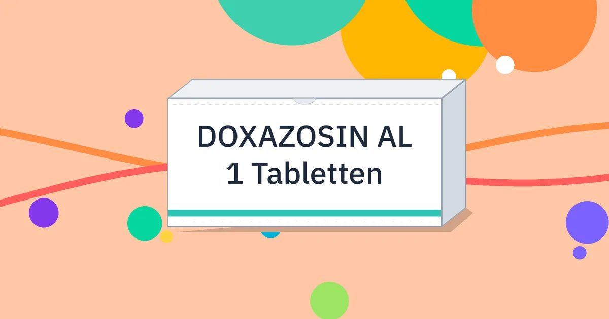 Symbolbild: Packung mit der Aufschrift DOXAZOSIN AL 1 Tabletten (PZN 00629867) – Verfügbarkeit und Bezug in Apotheken in Frankfurt am Main