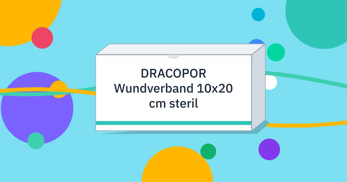 Symbolbild: Packung mit der Aufschrift DRACOPOR Wundverband 10x20 cm steril (PZN 09763389) – Verfügbarkeit und Bezug in Apotheken in Frankfurt am Main