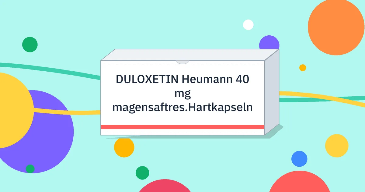 Symbolbild: Packung mit der Aufschrift DULOXETIN Heumann 40 mg magensaftres.Hartkapseln (PZN 10785640) – Verfügbarkeit und Bezug in Apotheken in Frankfurt am Main
