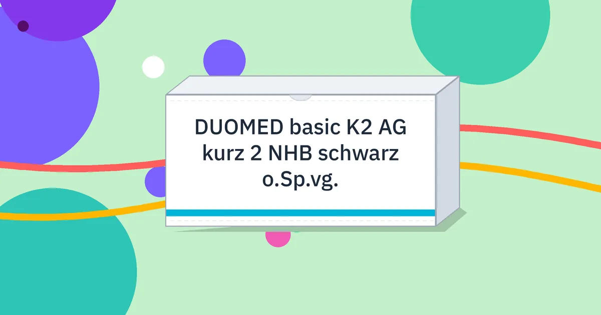 Symbolbild: Packung mit der Aufschrift DUOMED basic K2 AG kurz 2 NHB schwarz o.Sp.vg. (PZN 20908144) – Verfügbarkeit und Bezug in Apotheken in Frankfurt am Main