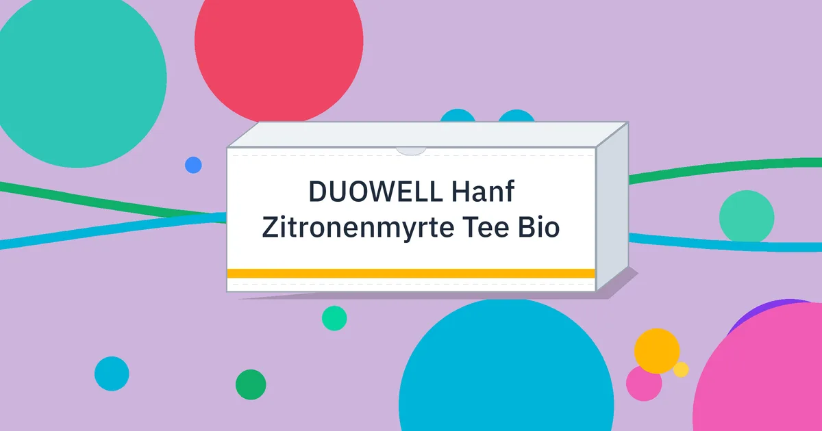 Symbolbild: Packung mit der Aufschrift DUOWELL Hanf Zitronenmyrte Tee Bio (PZN 12905255) – Verfügbarkeit und Bezug in Apotheken in Frankfurt am Main