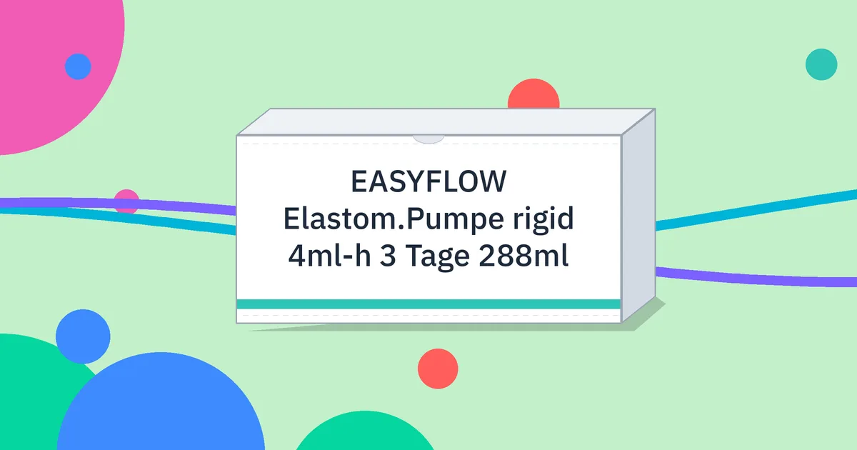Symbolbild: Packung mit der Aufschrift EASYFLOW Elastom.Pumpe rigid 4ml-h 3 Tage 288ml (PZN 19262487) – Verfügbarkeit und Bezug in Apotheken in Frankfurt am Main