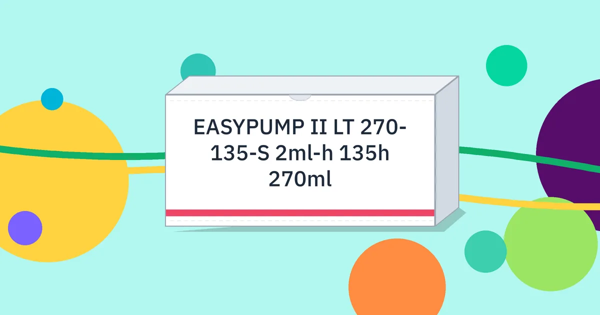 Symbolbild: Packung mit der Aufschrift EASYPUMP II LT 270-135-S 2ml-h 135h 270ml (PZN 09390907) – Verfügbarkeit und Bezug in Apotheken in Frankfurt am Main