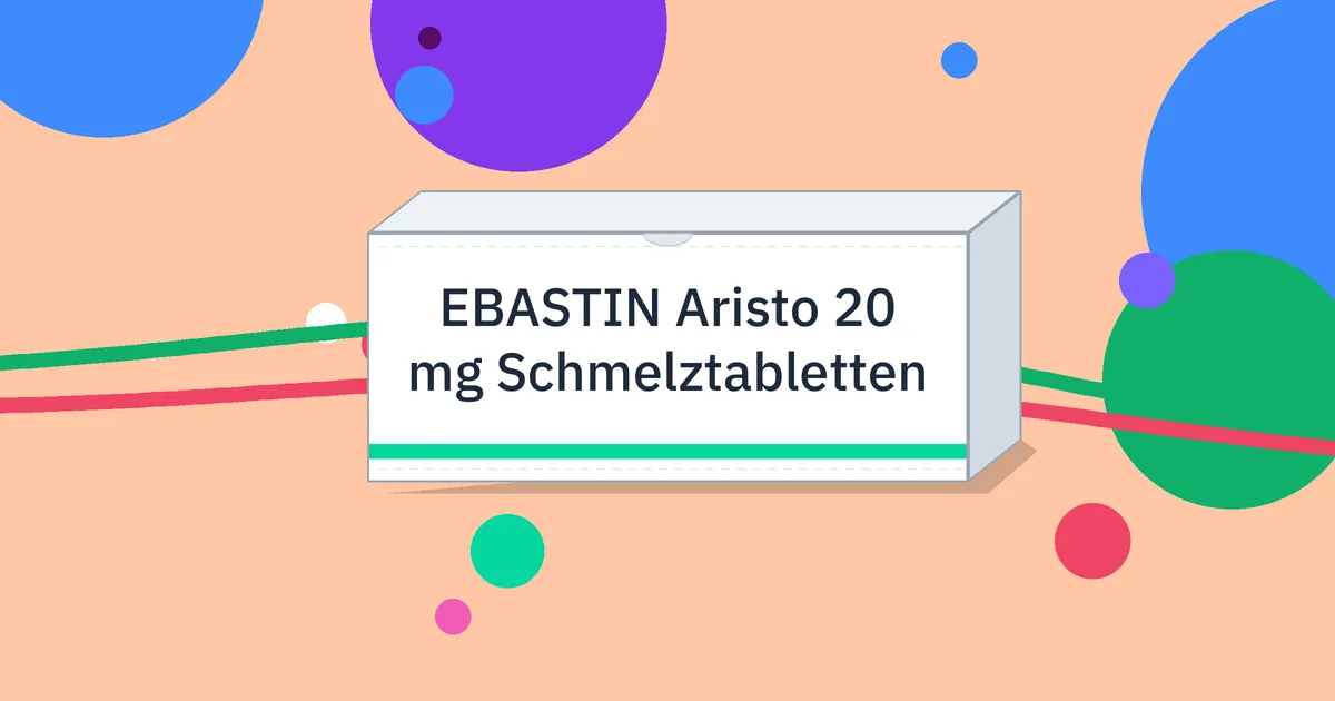 Symbolbild: Packung mit der Aufschrift EBASTIN Aristo 20 mg Schmelztabletten (PZN 20272781) – Verfügbarkeit und Bezug in Apotheken in Frankfurt am Main