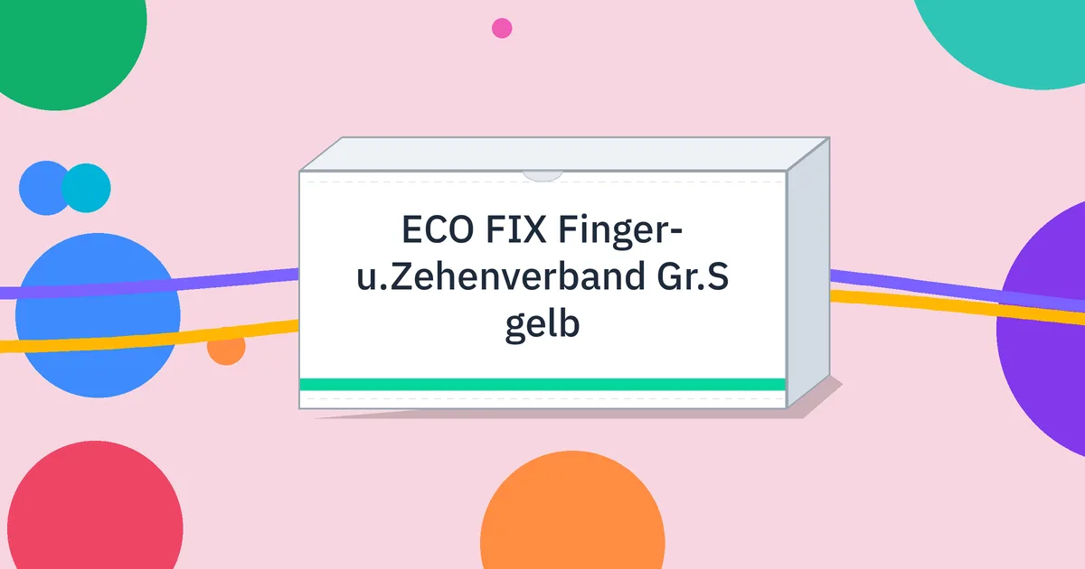 Symbolbild: Packung mit der Aufschrift ECO FIX Finger- u.Zehenverband Gr.S gelb (PZN 10395749) – Verfügbarkeit und Bezug in Apotheken in Frankfurt am Main