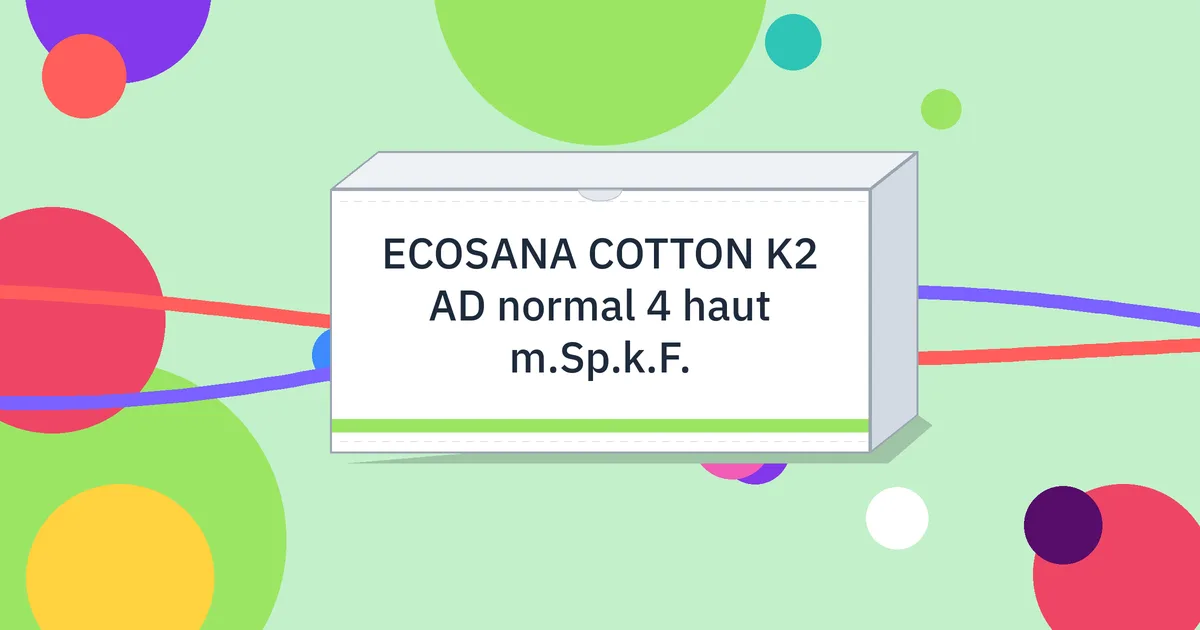 Symbolbild: Packung mit der Aufschrift ECOSANA COTTON K2 AD normal 4 haut m.Sp.k.F. (PZN 16947865) – Verfügbarkeit und Bezug in Apotheken in Frankfurt am Main