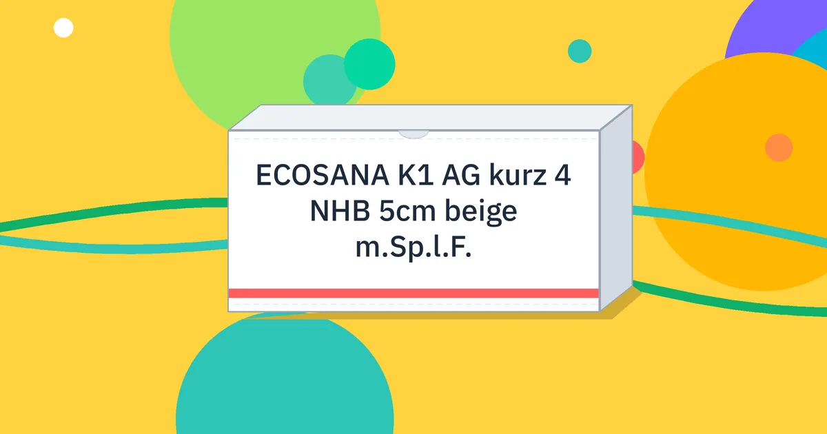 Symbolbild: Packung mit der Aufschrift ECOSANA K1 AG kurz 4 NHB 5cm beige m.Sp.l.F. (PZN 04728313) – Verfügbarkeit und Bezug in Apotheken in Frankfurt am Main