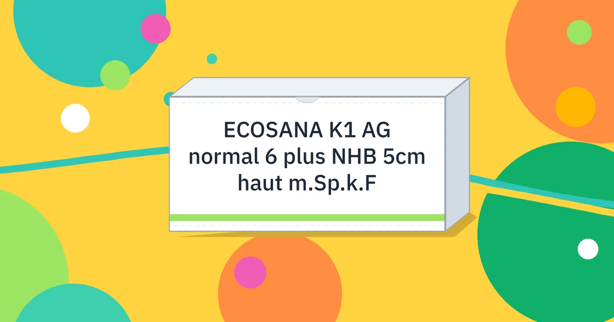 Symbolbild: Packung mit der Aufschrift ECOSANA K1 AG normal 6 plus NHB 5cm haut m.Sp.k.F (PZN 04730215) – Verfügbarkeit und Bezug in Apotheken in Frankfurt am Main