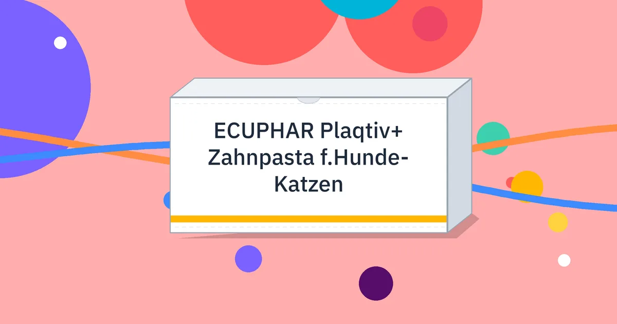 Symbolbild: Packung mit der Aufschrift ECUPHAR Plaqtiv+ Zahnpasta f.Hunde-Katzen (PZN 20691845) – Verfügbarkeit und Bezug in Apotheken in Frankfurt am Main