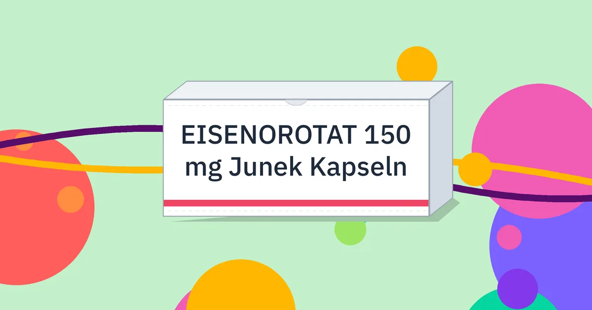 Symbolbild: Packung mit der Aufschrift EISENOROTAT 150 mg Junek Kapseln (PZN 16935052) – Verfügbarkeit und Bezug in Apotheken in Frankfurt am Main