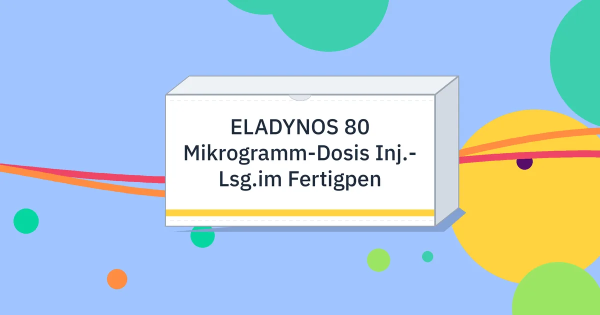Symbolbild: Packung mit der Aufschrift ELADYNOS 80 Mikrogramm-Dosis Inj.-Lsg.im Fertigpen (PZN 20846093) – Verfügbarkeit und Bezug in Apotheken in Frankfurt am Main