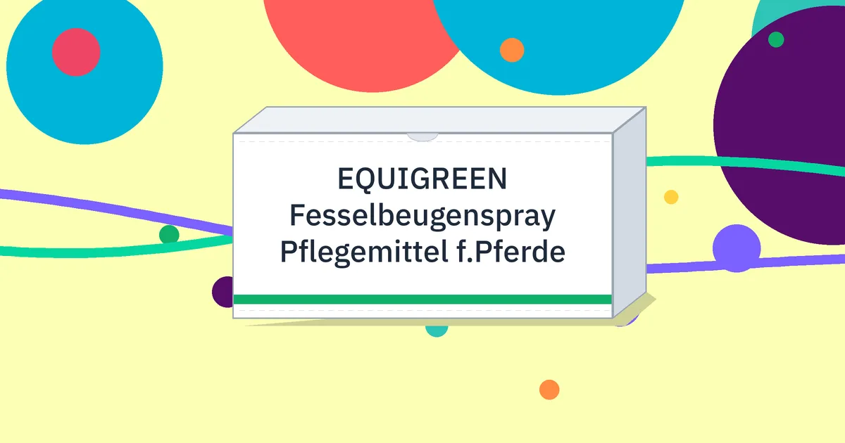 Symbolbild: Packung mit der Aufschrift EQUIGREEN Fesselbeugenspray Pflegemittel f.Pferde (PZN 18275944) – Verfügbarkeit und Bezug in Apotheken in Frankfurt am Main