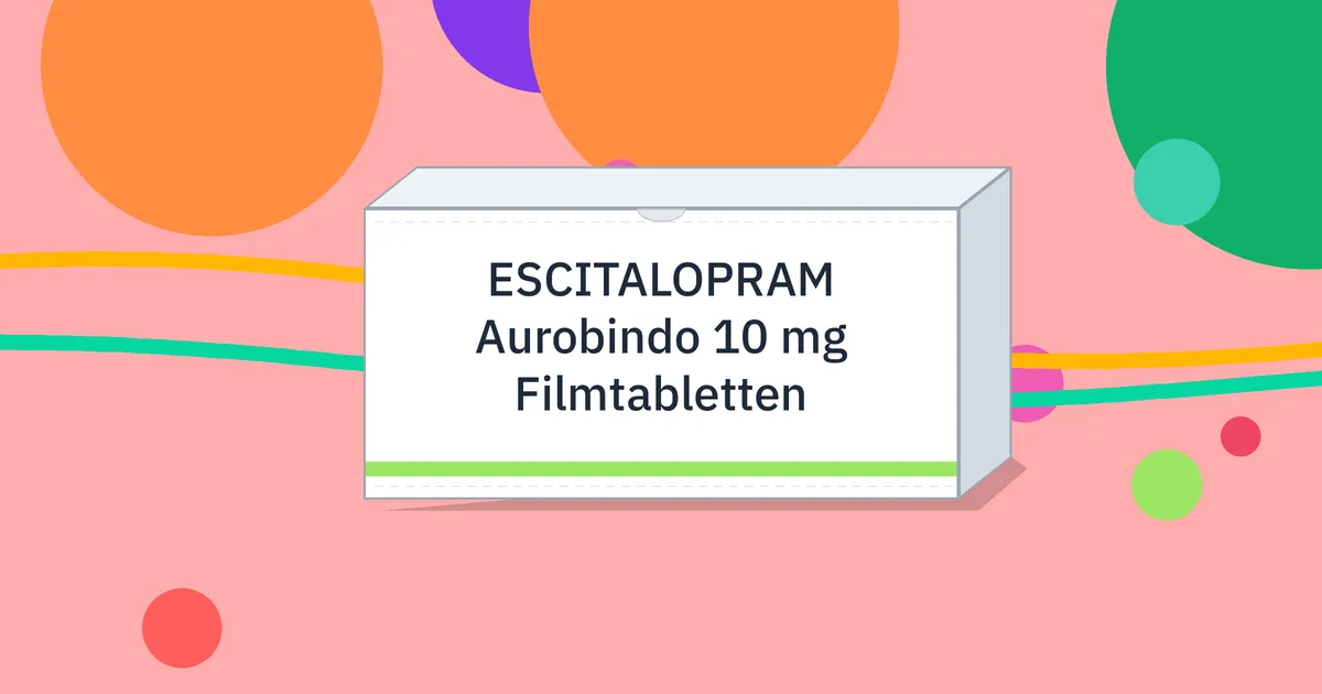 Symbolbild: Packung mit der Aufschrift ESCITALOPRAM Aurobindo 10 mg Filmtabletten (PZN 10113188) – Verfügbarkeit und Bezug in Apotheken in Frankfurt am Main