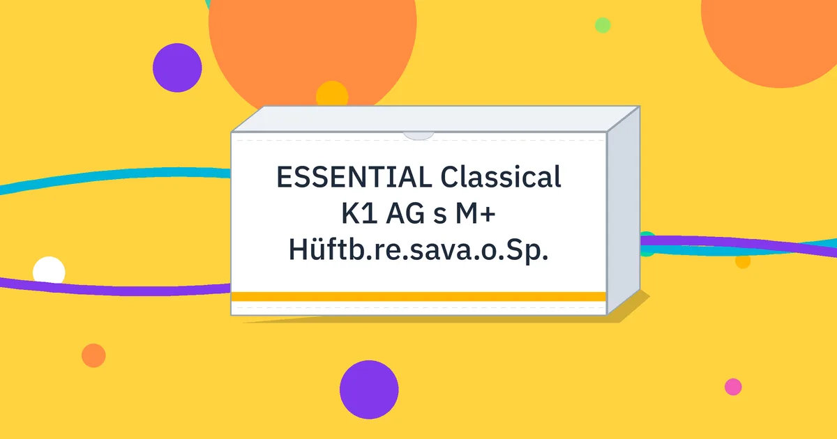 Symbolbild: Packung mit der Aufschrift ESSENTIAL Classical K1 AG s M+ Hüftb.re.sava.o.Sp. (PZN 17012929) – Verfügbarkeit und Bezug in Apotheken in Frankfurt am Main