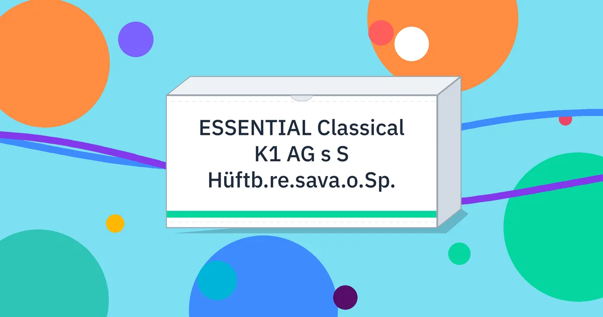 Symbolbild: Packung mit der Aufschrift ESSENTIAL Classical K1 AG s S Hüftb.re.sava.o.Sp. (PZN 17012817) – Verfügbarkeit und Bezug in Apotheken in Frankfurt am Main