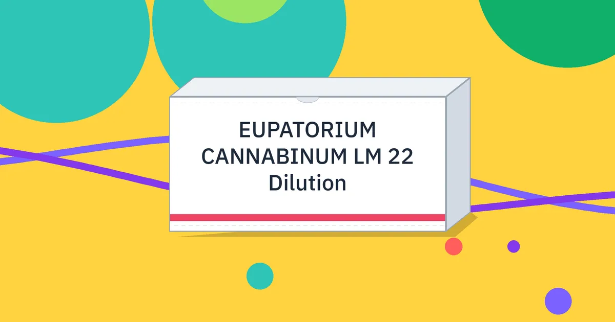 Symbolbild: Packung mit der Aufschrift EUPATORIUM CANNABINUM LM 22 Dilution (PZN 12845889) – Verfügbarkeit und Bezug in Apotheken in Frankfurt am Main