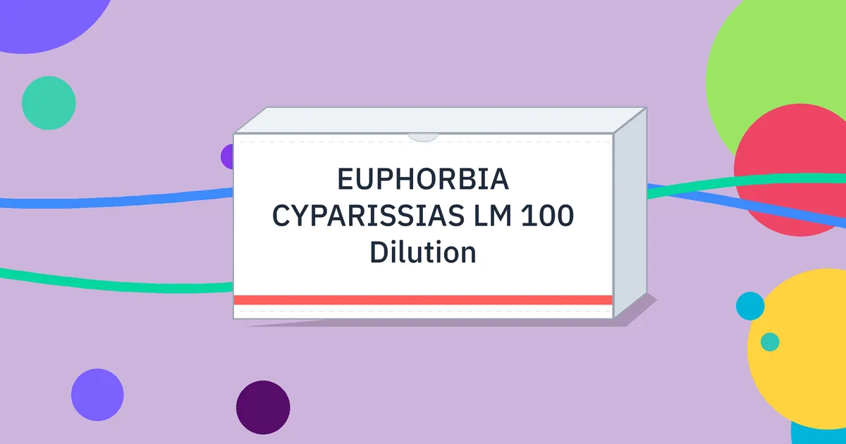 Symbolbild: Packung mit der Aufschrift EUPHORBIA CYPARISSIAS LM 100 Dilution (PZN 13482118) – Verfügbarkeit und Bezug in Apotheken in Frankfurt am Main