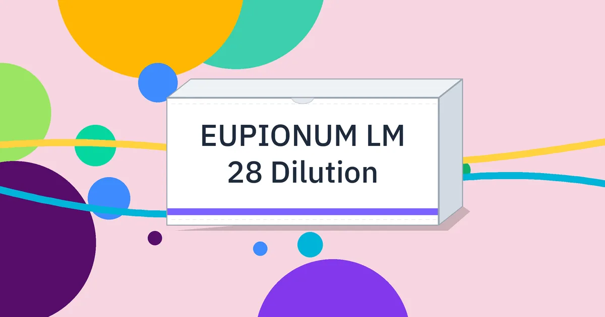 Symbolbild: Packung mit der Aufschrift EUPIONUM LM 28 Dilution (PZN 13483879) – Verfügbarkeit und Bezug in Apotheken in Frankfurt am Main