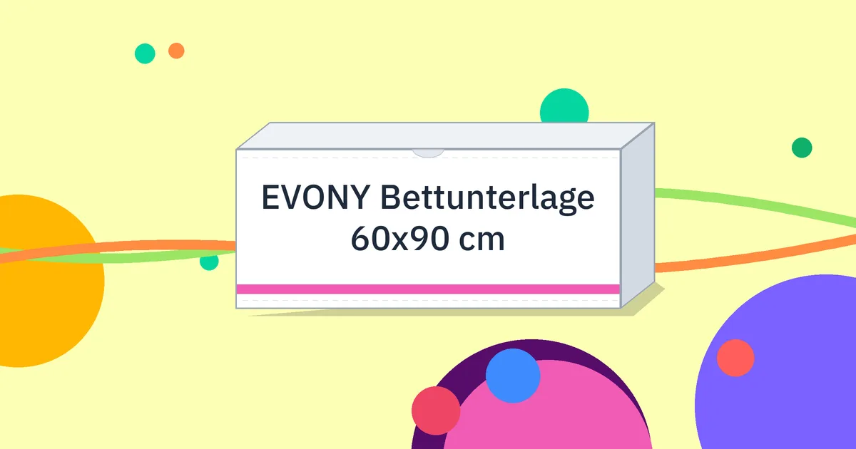 Symbolbild: Packung mit der Aufschrift EVONY Bettunterlage 60x90 cm (PZN 18203034) – Verfügbarkeit und Bezug in Apotheken in Frankfurt am Main