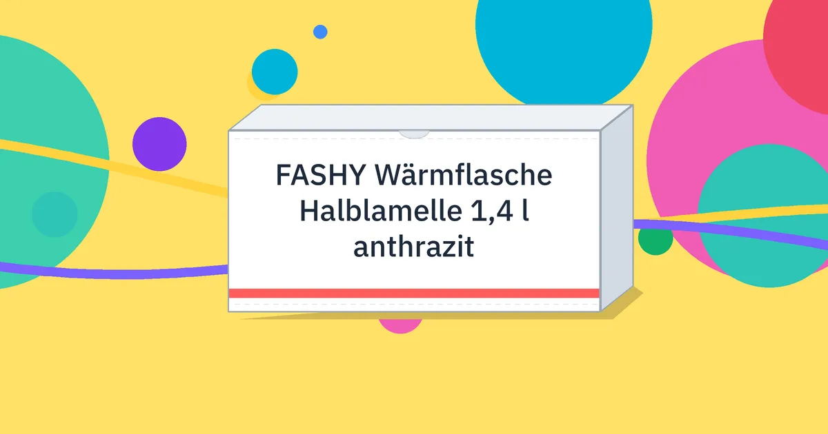 Symbolbild: Packung mit der Aufschrift FASHY Wärmflasche Halblamelle 1,4 l anthrazit (PZN 19152497) – Verfügbarkeit und Bezug in Apotheken in Frankfurt am Main