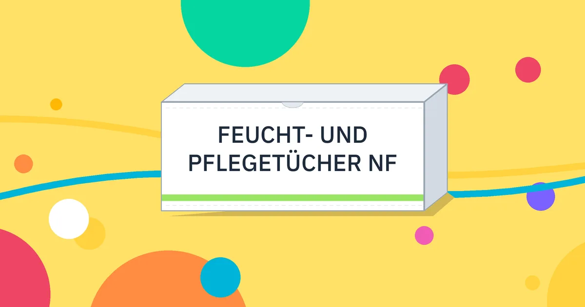 Symbolbild: Packung mit der Aufschrift FEUCHT- UND PFLEGETÜCHER NF (PZN 12663970) – Verfügbarkeit und Bezug in Apotheken in Frankfurt am Main