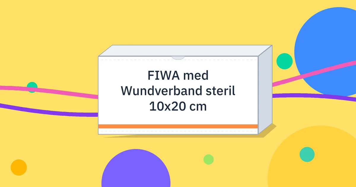 Symbolbild: Packung mit der Aufschrift FIWA med Wundverband steril 10x20 cm (PZN 19813415) – Verfügbarkeit und Bezug in Apotheken in Frankfurt am Main