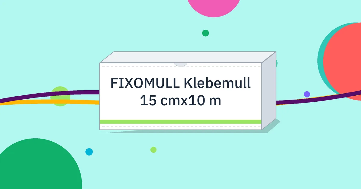 Symbolbild: Packung mit der Aufschrift FIXOMULL Klebemull 15 cmx10 m (PZN 07750684) – Verfügbarkeit und Bezug in Apotheken in Frankfurt am Main