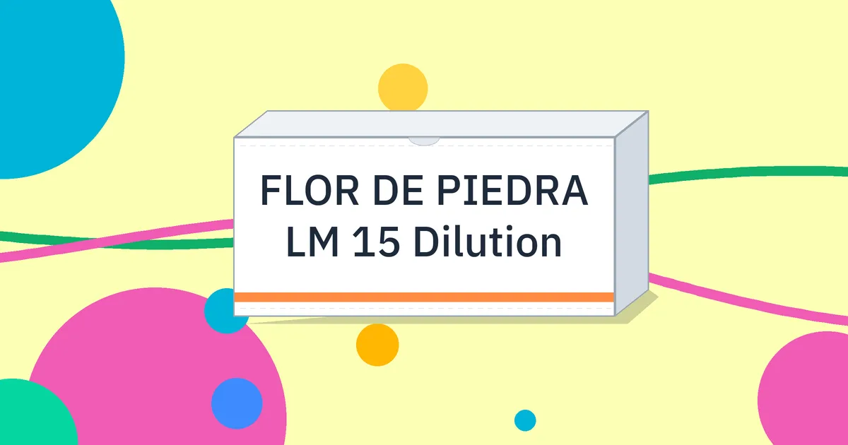 Symbolbild: Packung mit der Aufschrift FLOR DE PIEDRA LM 15 Dilution (PZN 13489310) – Verfügbarkeit und Bezug in Apotheken in Frankfurt am Main