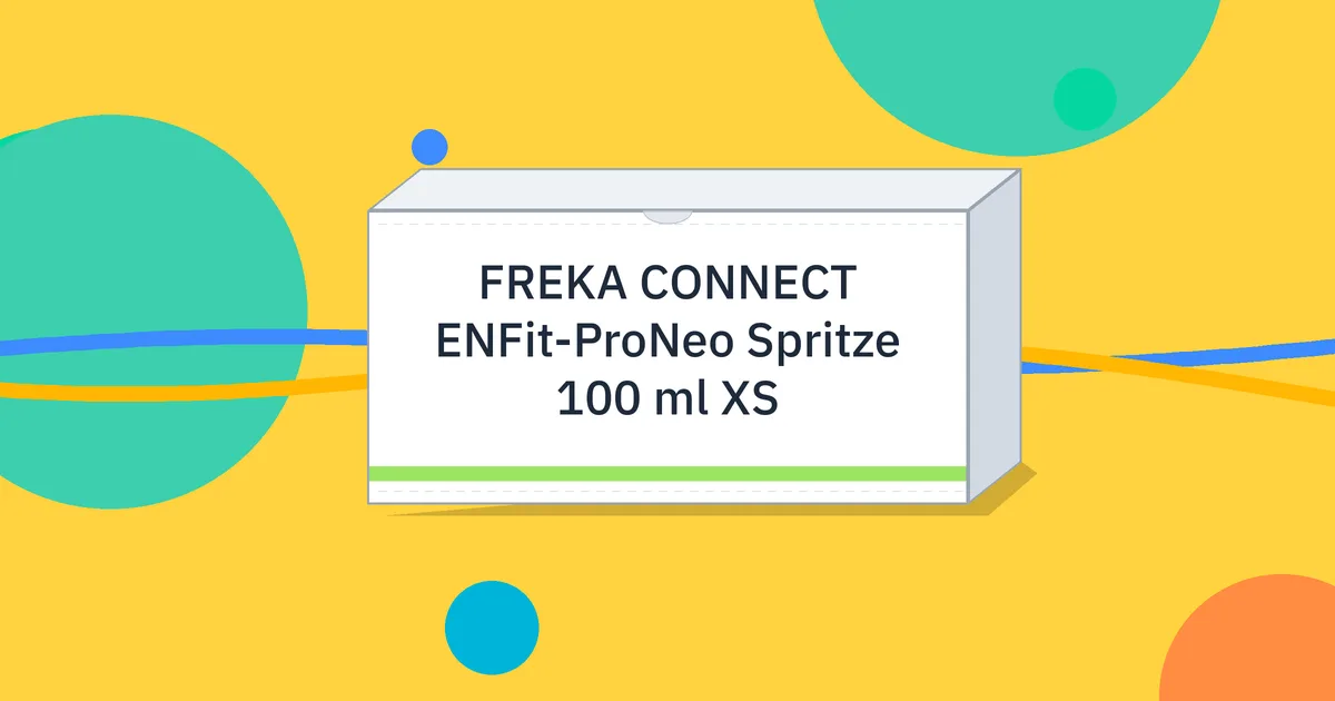 Symbolbild: Packung mit der Aufschrift FREKA CONNECT ENFit-ProNeo Spritze 100 ml XS (PZN 11378948) – Verfügbarkeit und Bezug in Apotheken in Frankfurt am Main
