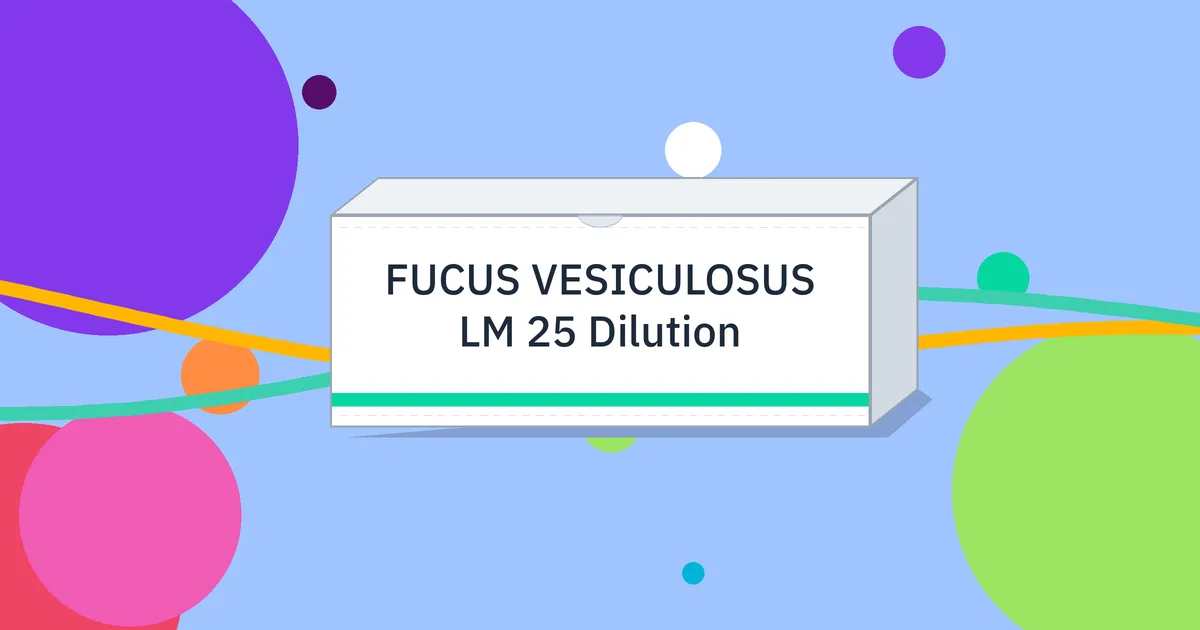 Symbolbild: Packung mit der Aufschrift FUCUS VESICULOSUS LM 25 Dilution (PZN 13493122) – Verfügbarkeit und Bezug in Apotheken in Frankfurt am Main