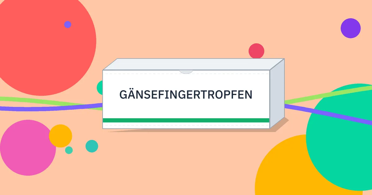Symbolbild: Packung mit der Aufschrift GÄNSEFINGERTROPFEN (PZN 11072988) – Verfügbarkeit und Bezug in Apotheken in Frankfurt am Main