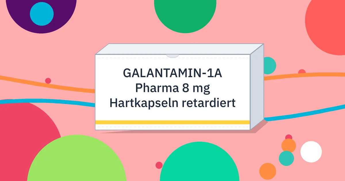 Symbolbild: Packung mit der Aufschrift GALANTAMIN-1A Pharma 8 mg Hartkapseln retardiert (PZN 09426692) – Verfügbarkeit und Bezug in Apotheken in Frankfurt am Main
