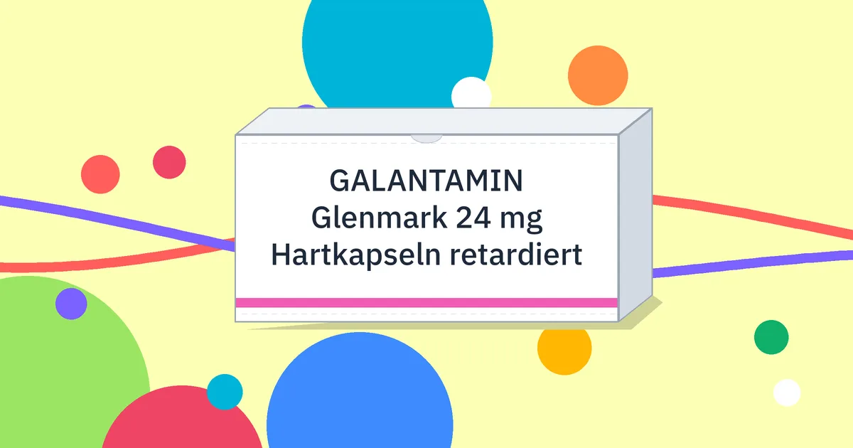Symbolbild: Packung mit der Aufschrift GALANTAMIN Glenmark 24 mg Hartkapseln retardiert (PZN 14135494) – Verfügbarkeit und Bezug in Apotheken in Frankfurt am Main