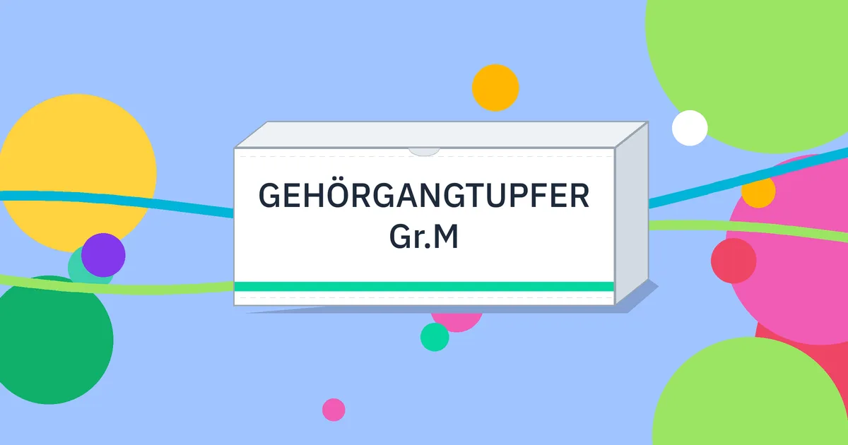 Symbolbild: Packung mit der Aufschrift GEHÖRGANGTUPFER Gr.M (PZN 04083661) – Verfügbarkeit und Bezug in Apotheken in Frankfurt am Main