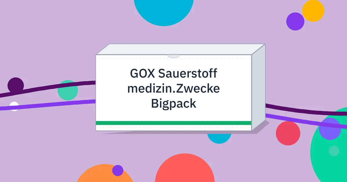 Symbolbild: Packung mit der Aufschrift GOX Sauerstoff medizin.Zwecke Bigpack (PZN 00391331) – Verfügbarkeit und Bezug in Apotheken in Frankfurt am Main