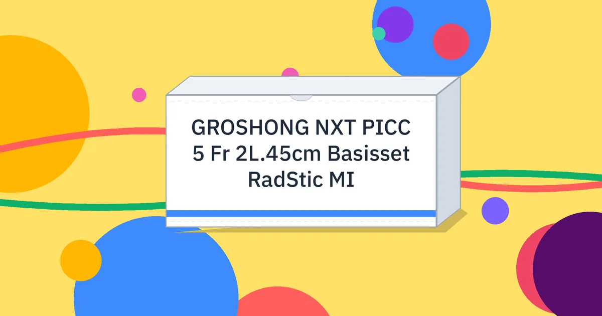 Symbolbild: Packung mit der Aufschrift GROSHONG NXT PICC 5 Fr 2L.45cm Basisset RadStic MI (PZN 12398835) – Verfügbarkeit und Bezug in Apotheken in Frankfurt am Main