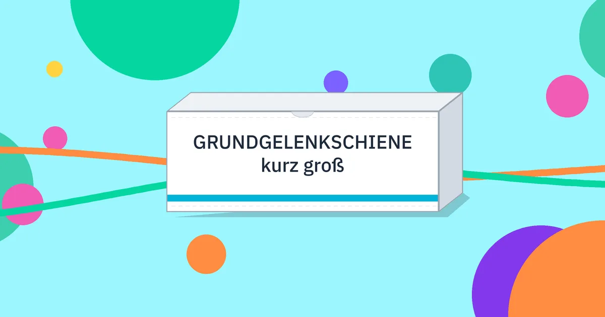 Symbolbild: Packung mit der Aufschrift GRUNDGELENKSCHIENE kurz groß (PZN 02072251) – Verfügbarkeit und Bezug in Apotheken in Frankfurt am Main