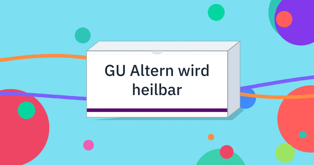 Symbolbild: Packung mit der Aufschrift GU Altern wird heilbar (PZN 16336788) – Verfügbarkeit und Bezug in Apotheken in Frankfurt am Main