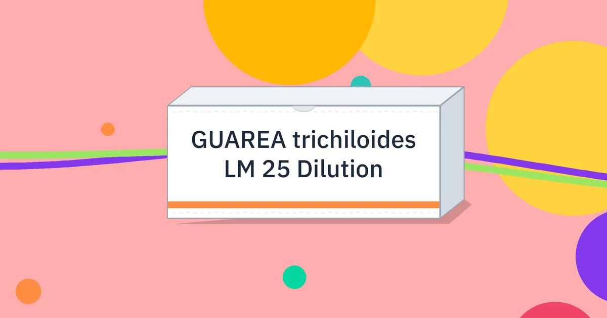 Symbolbild: Packung mit der Aufschrift GUAREA trichiloides LM 25 Dilution (PZN 13548567) – Verfügbarkeit und Bezug in Apotheken in Frankfurt am Main